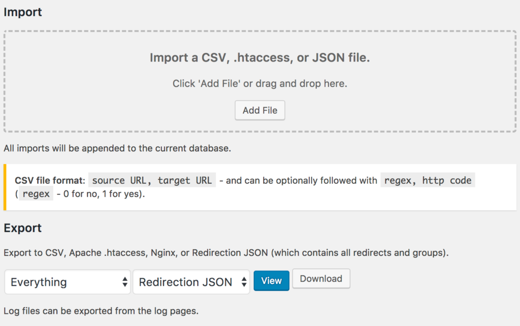 Import and Export – Redirection