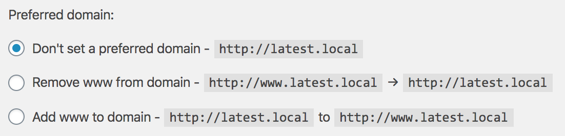 Site Options – Redirection